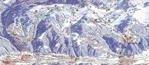Marilleva 1400 Station de ski - Plan des pistes Folgarida - Marilleva